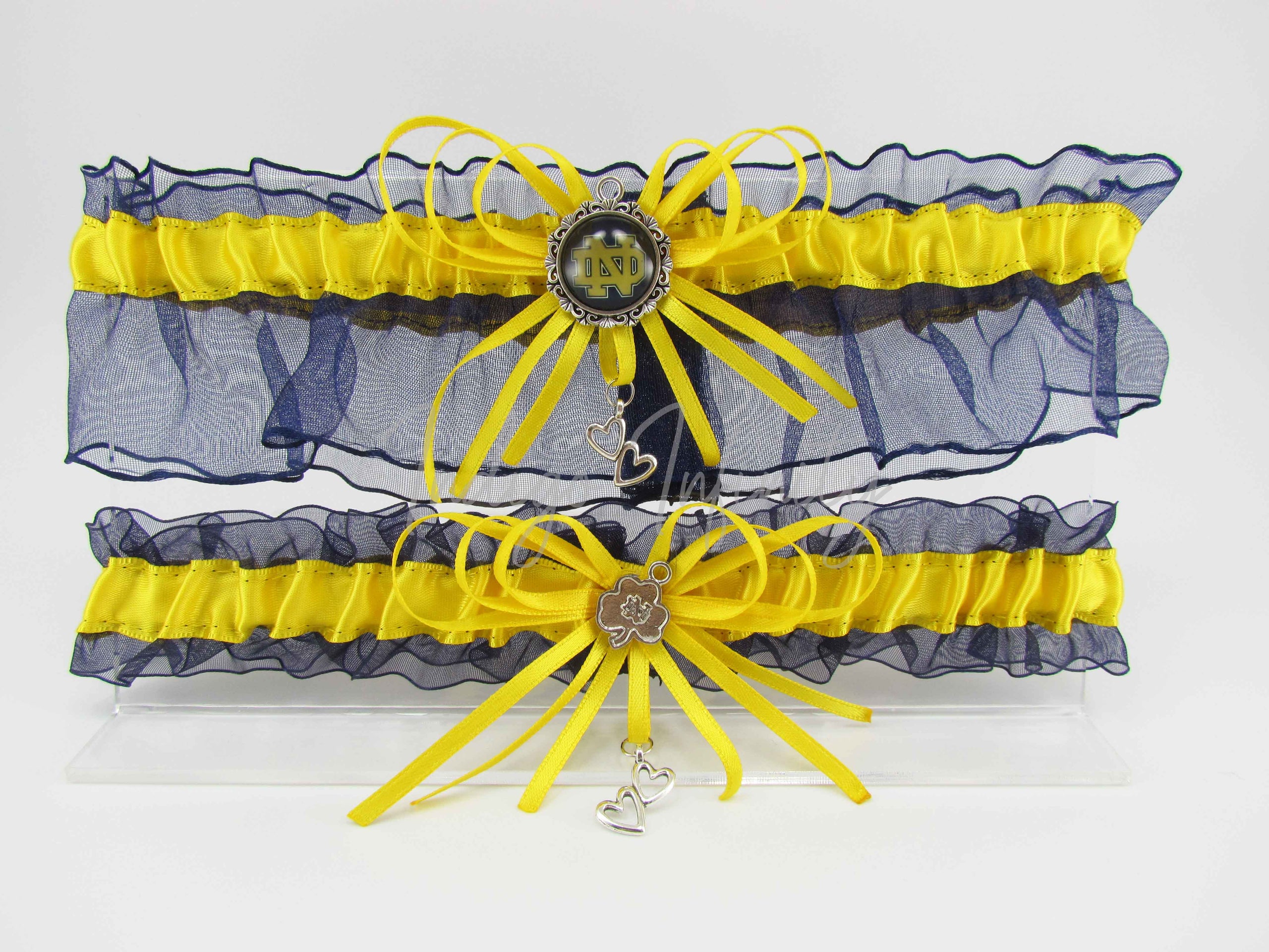University Of Notre Dame Inspired Wedding Garter Set Fighting Irish School Spirit Garter